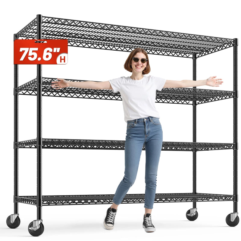 Reibii 75.6"H x 56"W Wire Rack Load 2,600lbs, Heavy Duty Metal Shelvin