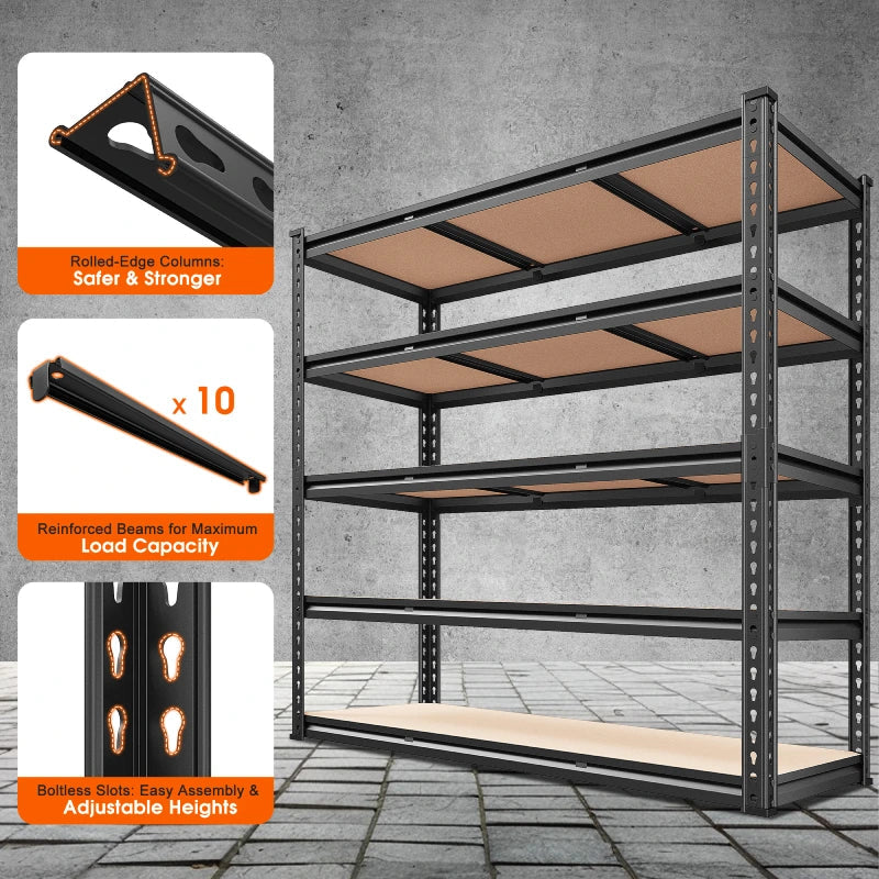 Reibii 2 Pack Storage Shelves,3000lbs Heavy Duty Garage Shelving Adjustable